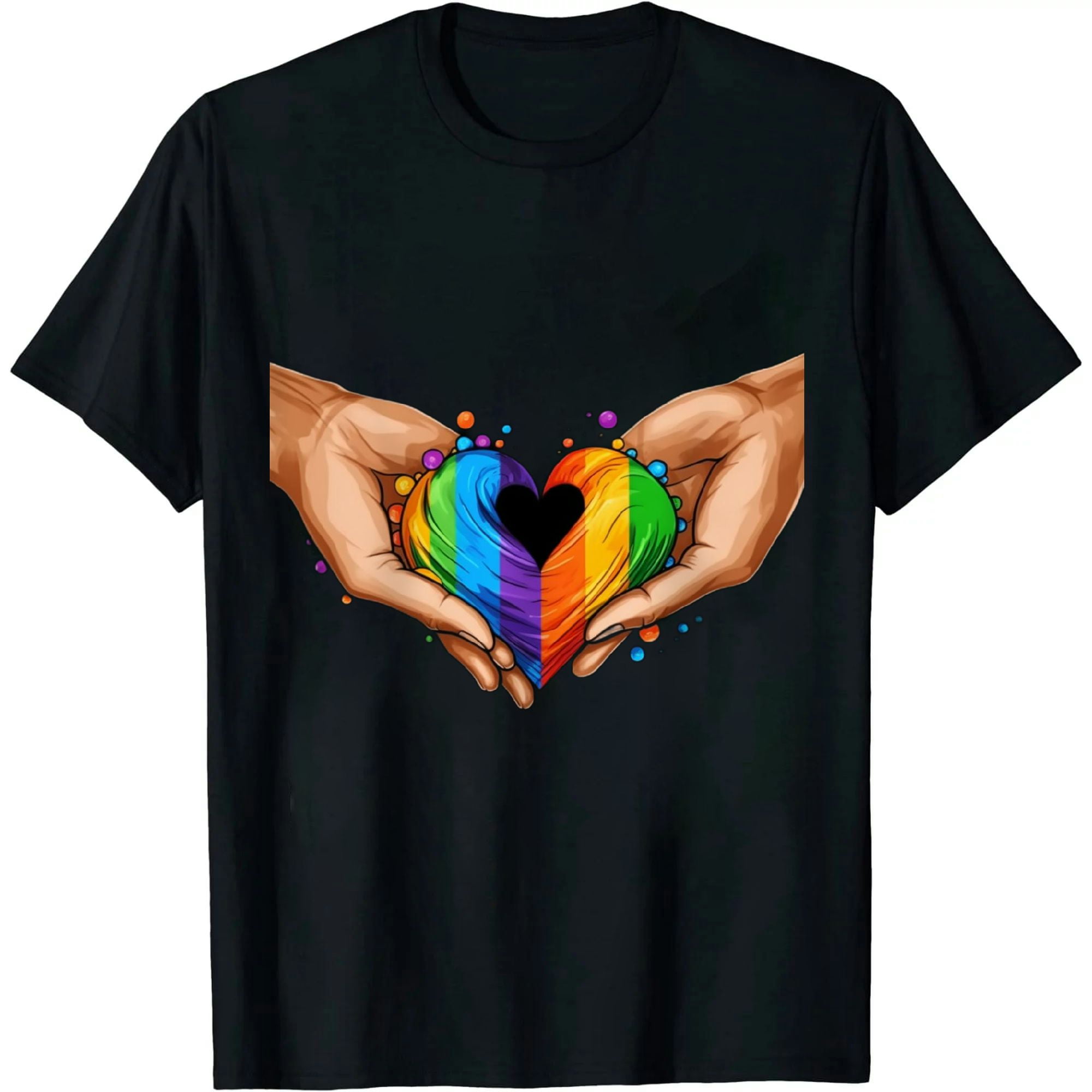 ARISTURING Gay Pride Clothing LGBT Rainbow Flag T shirt Tee Heart Unity - Walmart.com