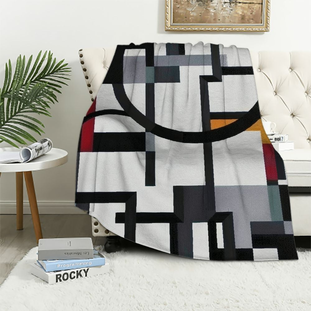 ARISTURING Geometric Shapes Detailed Painting Flannel Blanket for All ...