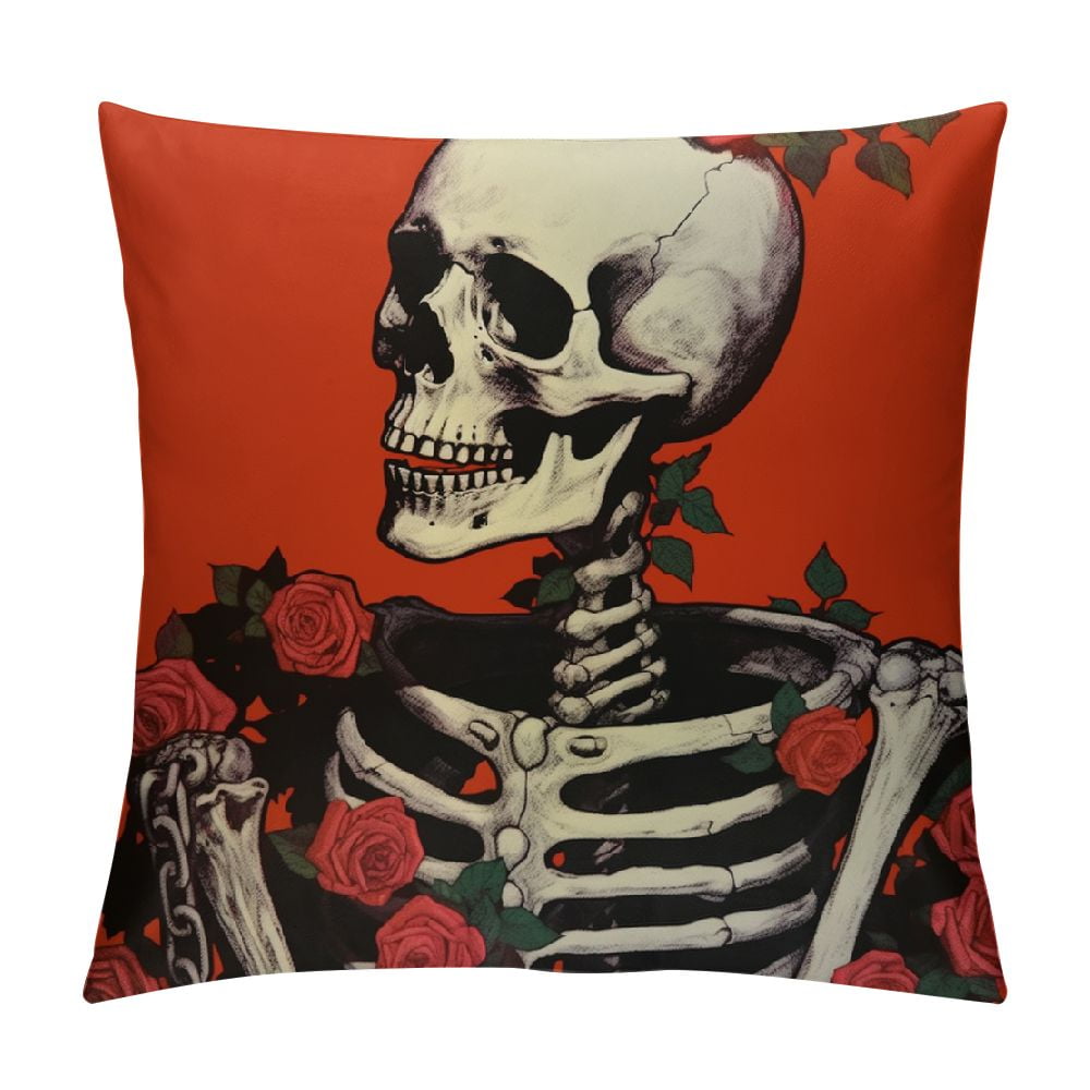 ARISTURING Ghost Pillow Covers Halloween,Skull Room Decor,Skeleton ...