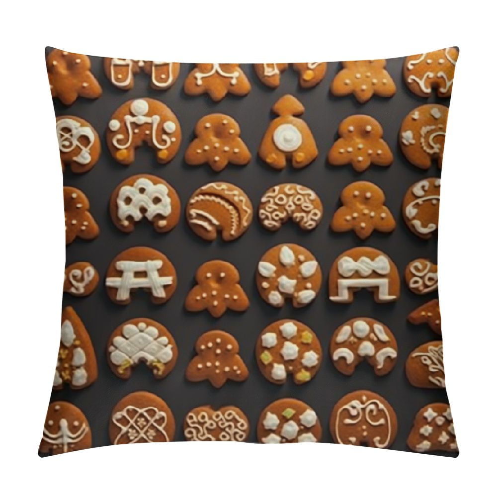 ARISTURING Gingerbread Cookies Decorative Pillow Covers-Soft and ...