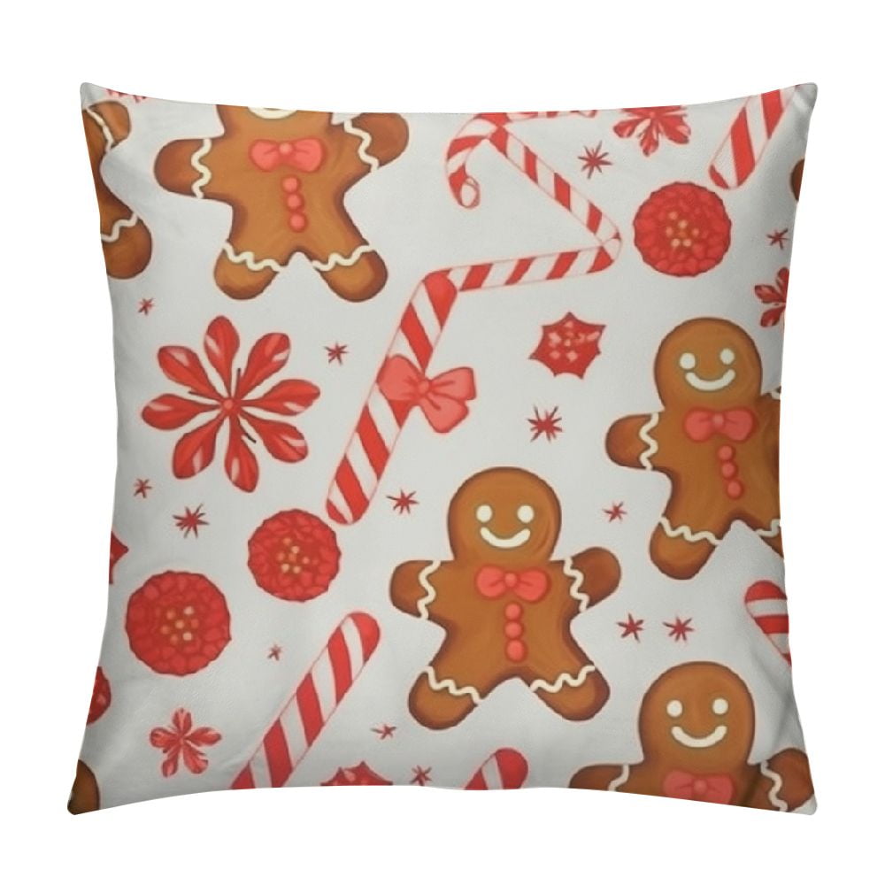 ARISTURING Gingerbread Man Throw Pillow Cover Set of , Candy Cane ...