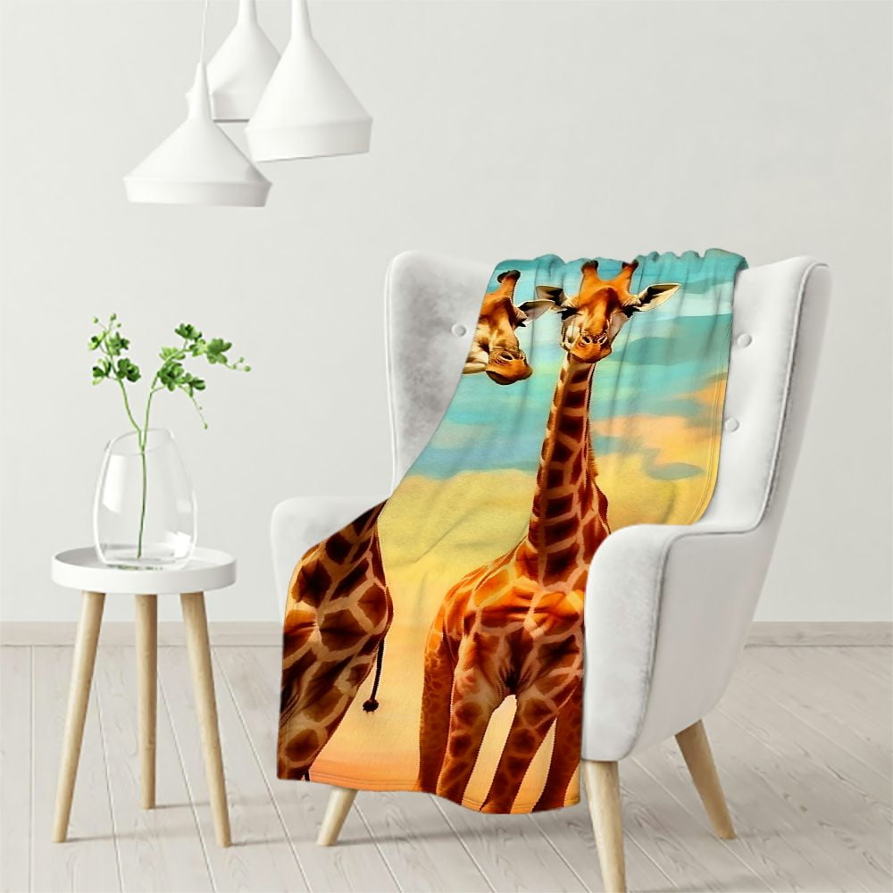 ARISTURING Giraffe Painting Throw Blanket Lightweight Soft Cozy Blanket ...
