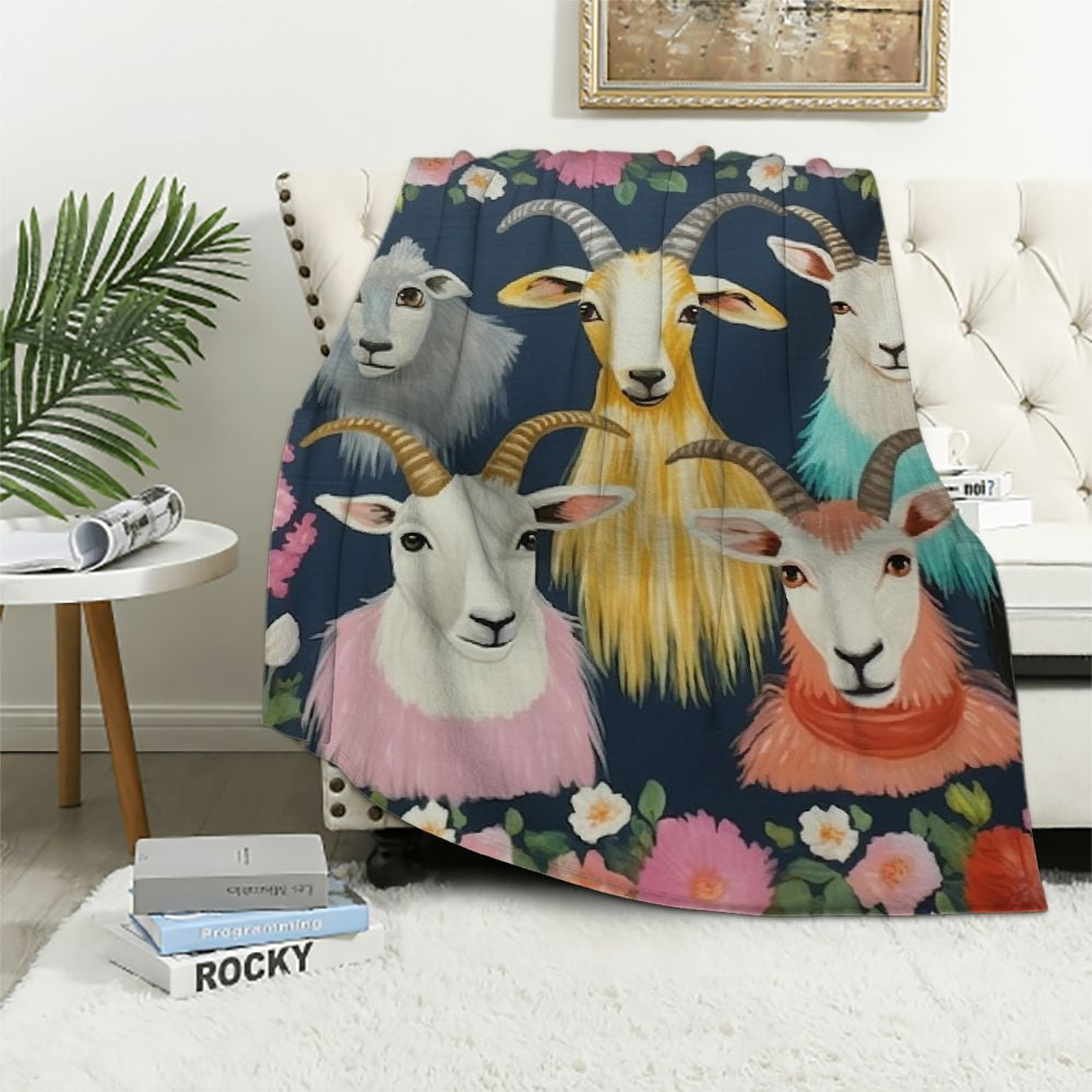 ARISTURING Goat Blanket for Girls Flower Goat Gifts Goat Sheep Throw ...