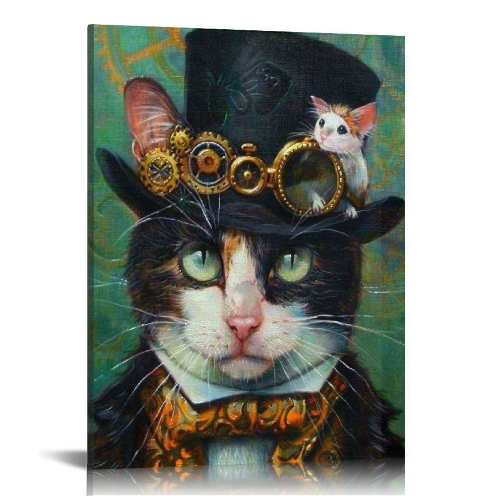 ARISTURING Good Sir Top Hat Cat with a Mouse and A Monocle Turquoise ...