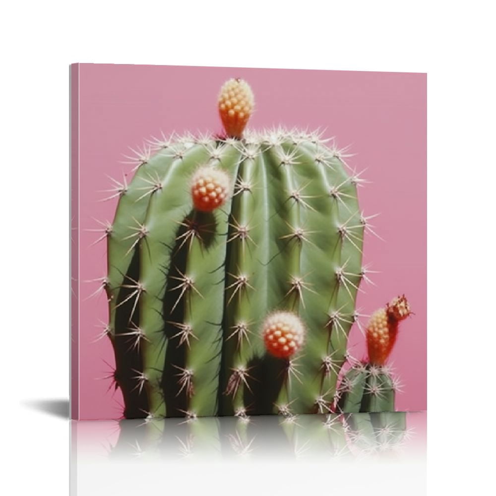 ARISTURING Green Cactus Wall Decor Framed Canvas Wall Art for Girls ...