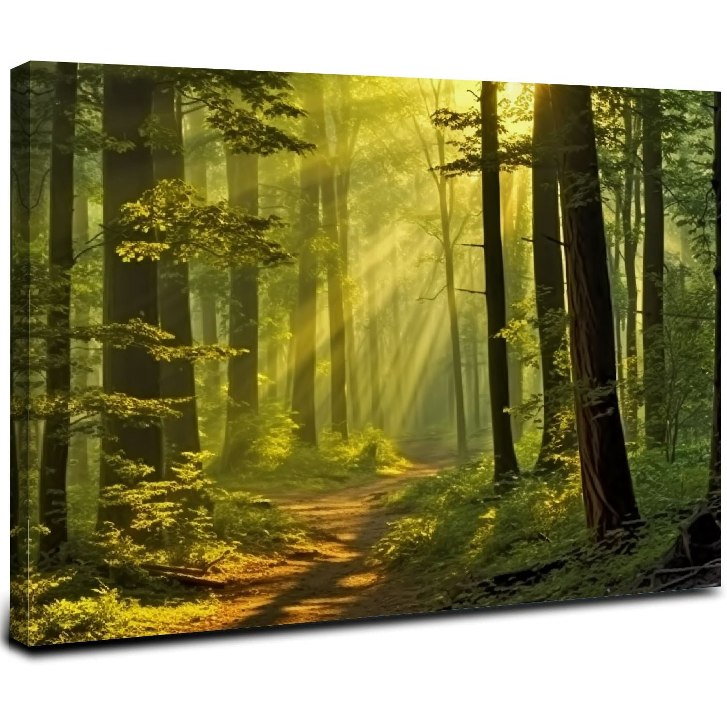 ARISTURING Green Morning Sunlight Forest Scenery Canvas Wall Art for ...