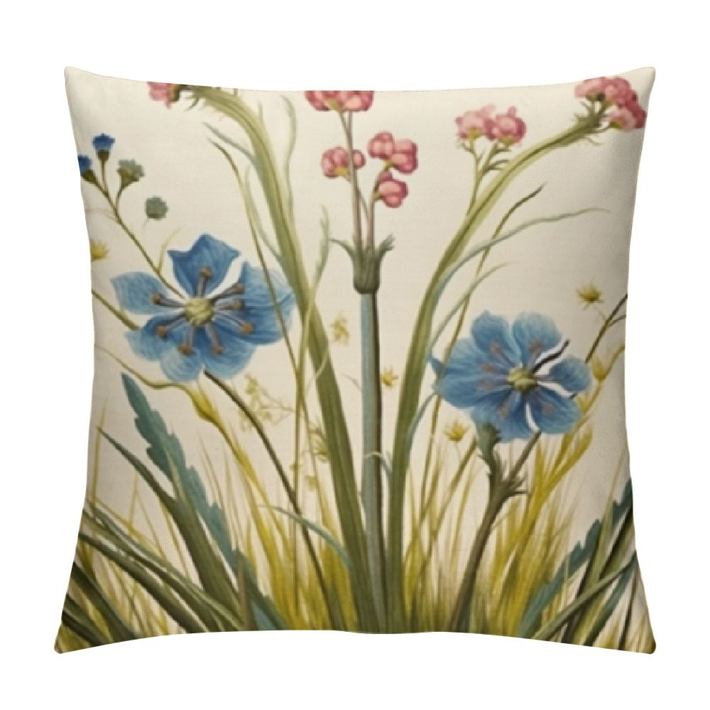 ARISTURING Green Plant Throw Pillow Covers Pure and Fresh Flower Art ...