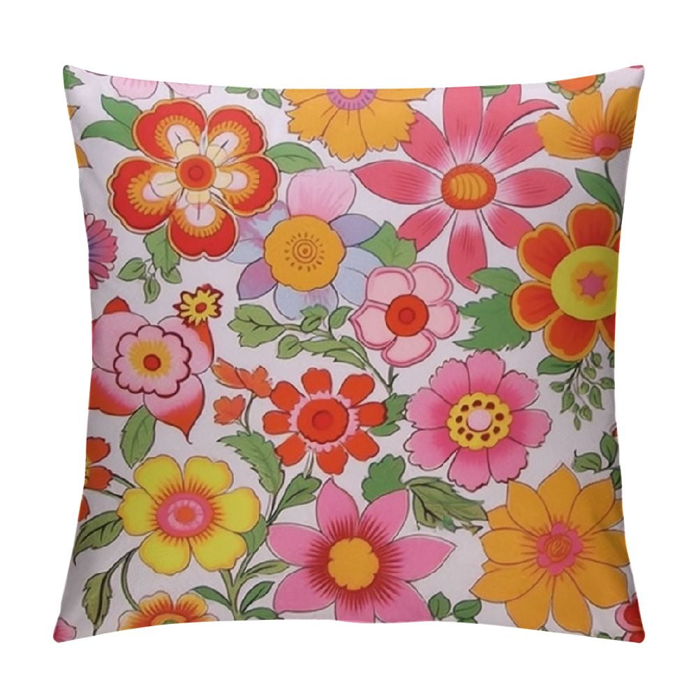 HENGT Groovy Flower Throw Pillowcases for Sofa Couch Chair 70S Hippie ...