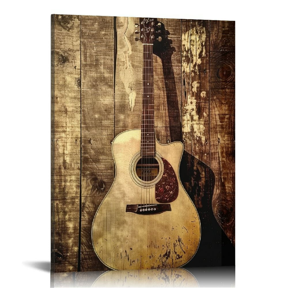 ARISTURING Guitar Canvas Wall Art Vintage Music Room Decor Picture ...