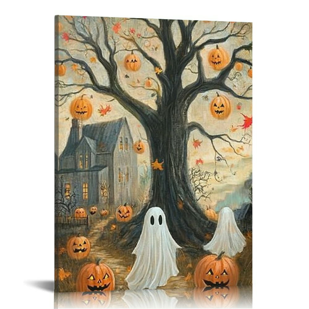 ARISTURING Halloween Decor Wall Art Halloween Canvas Pumpkin Gothic ...