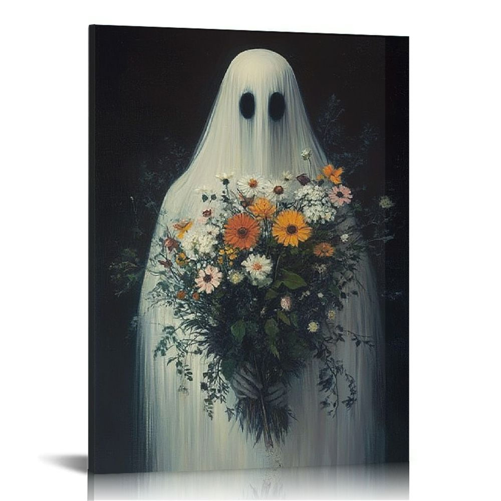 ARISTURING Halloween Ghost Canvas Wall Art, Funny Cute Ghosts Holding ...