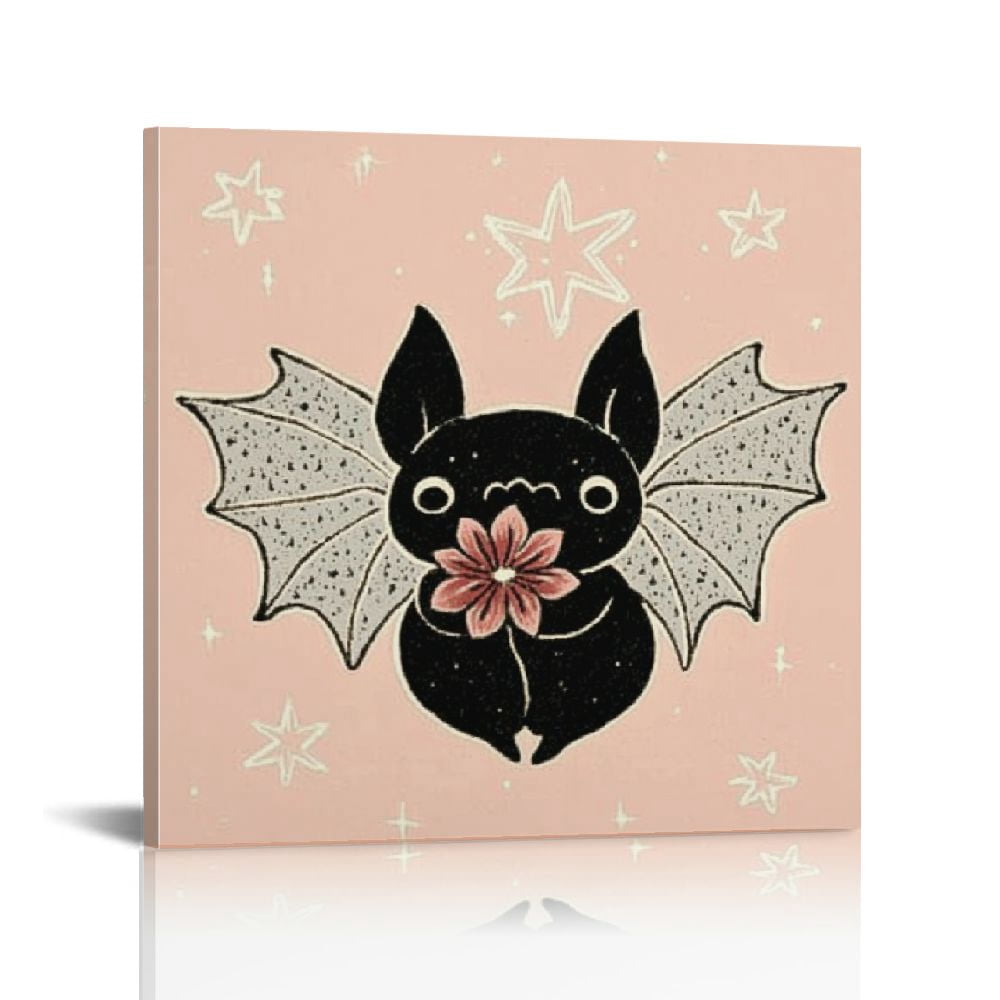 ARISTURING Halloween Ghost Wall Art Prints Pink Trick or Treat Bat ...