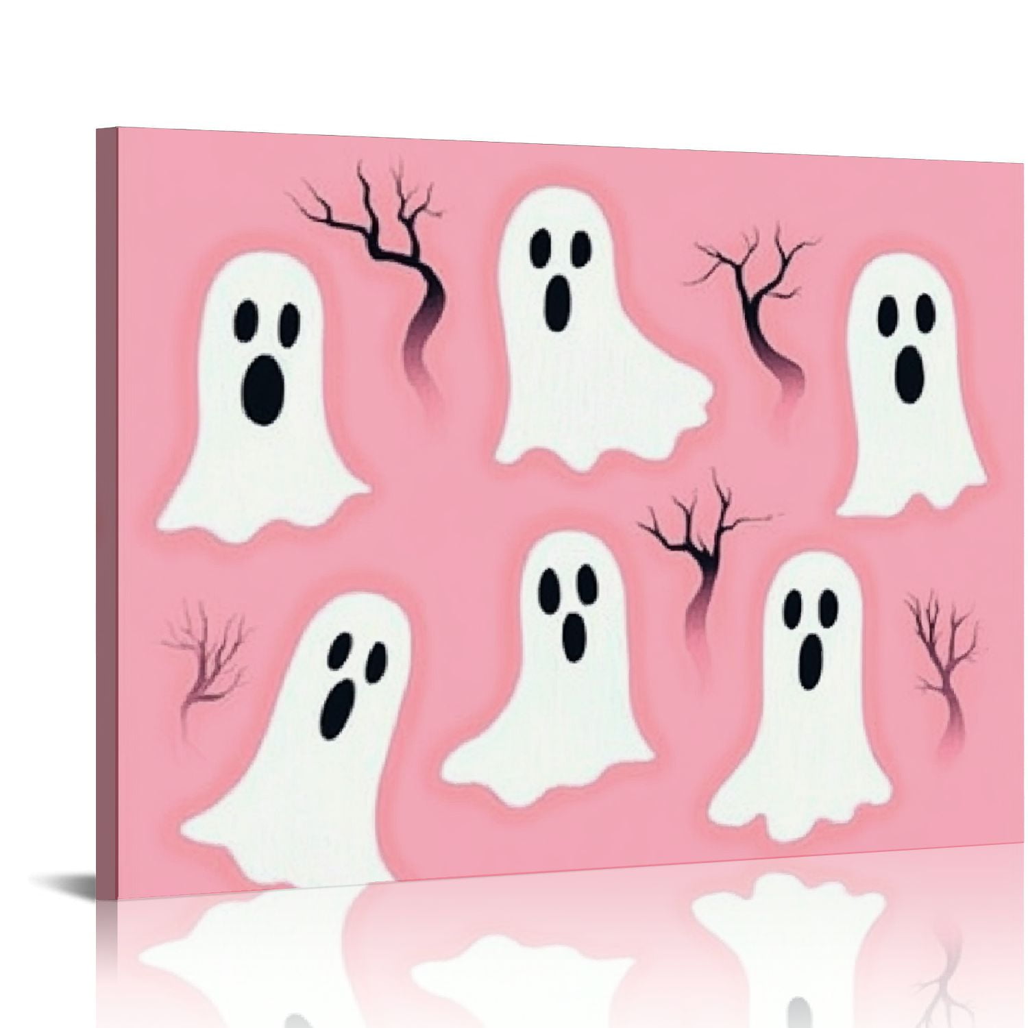 ARISTURING Halloween Wall Art Prints Pink Cute Ghost Boo Paper Posters ...