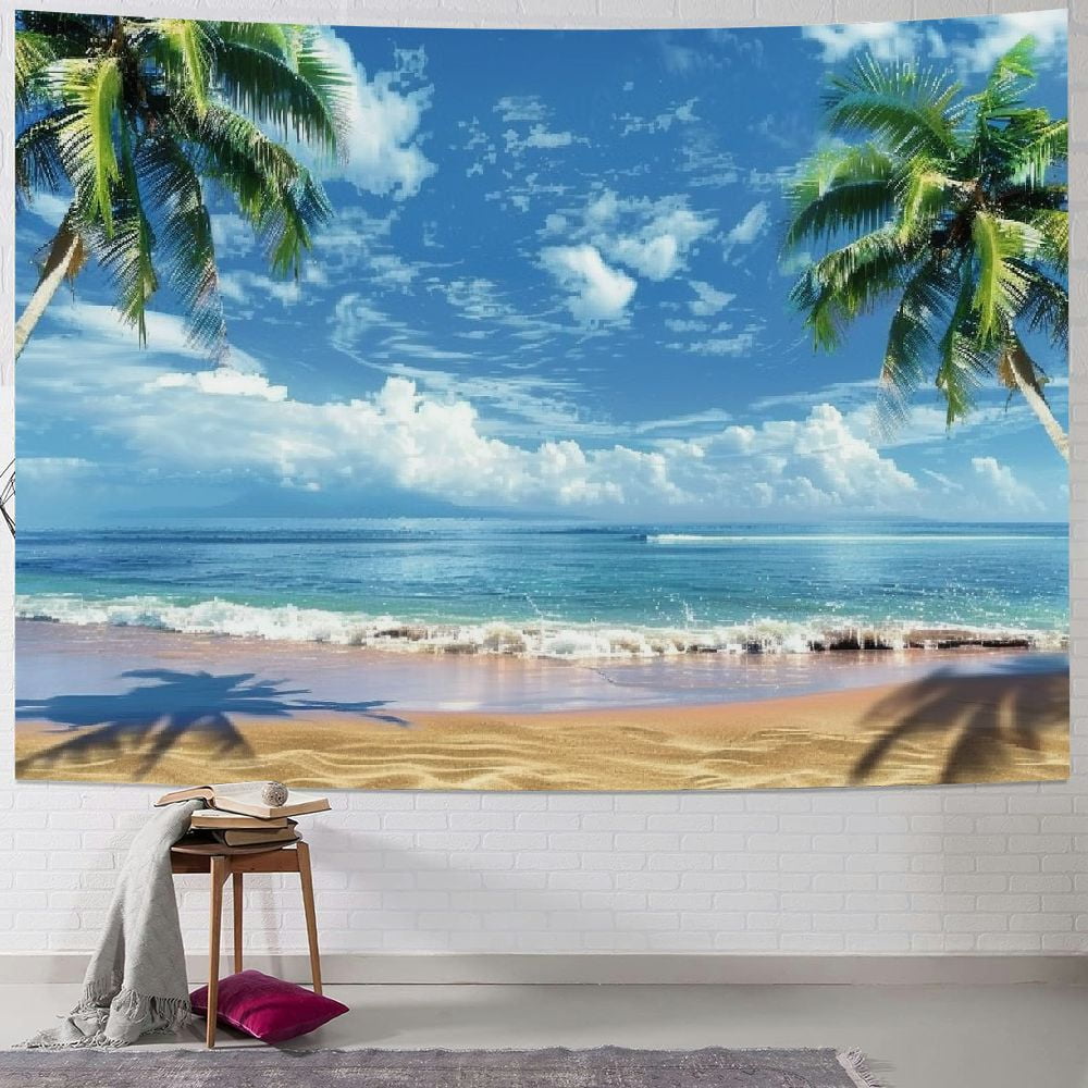 ARISTURING Hawaiian Beach Ocean Backdrop, Summer Party Background ，Palm ...