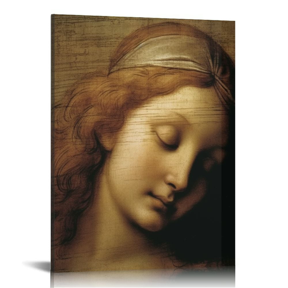 ARISTURING Head of a Woman by Leonardo Da Vinci Canvas Wall Art Canvas Print Famous Art Painting ...