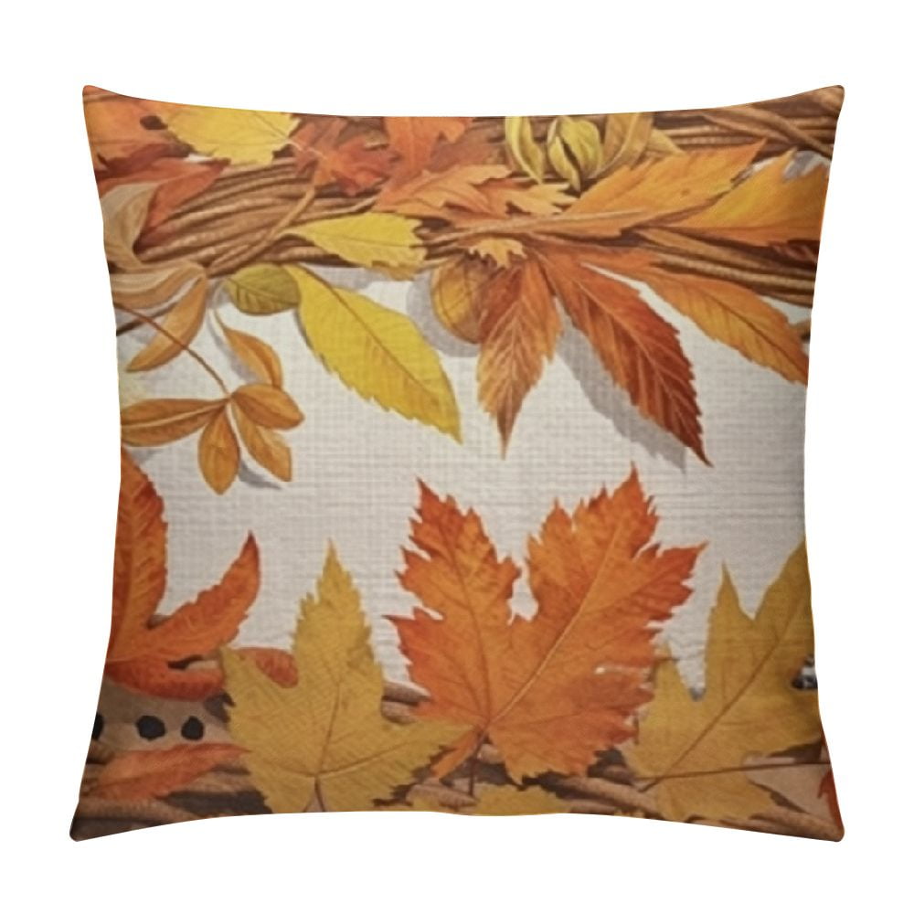 ARISTURING Hello Fall Maple Leaves Throw Lumbar Pillow Covers Orange ...