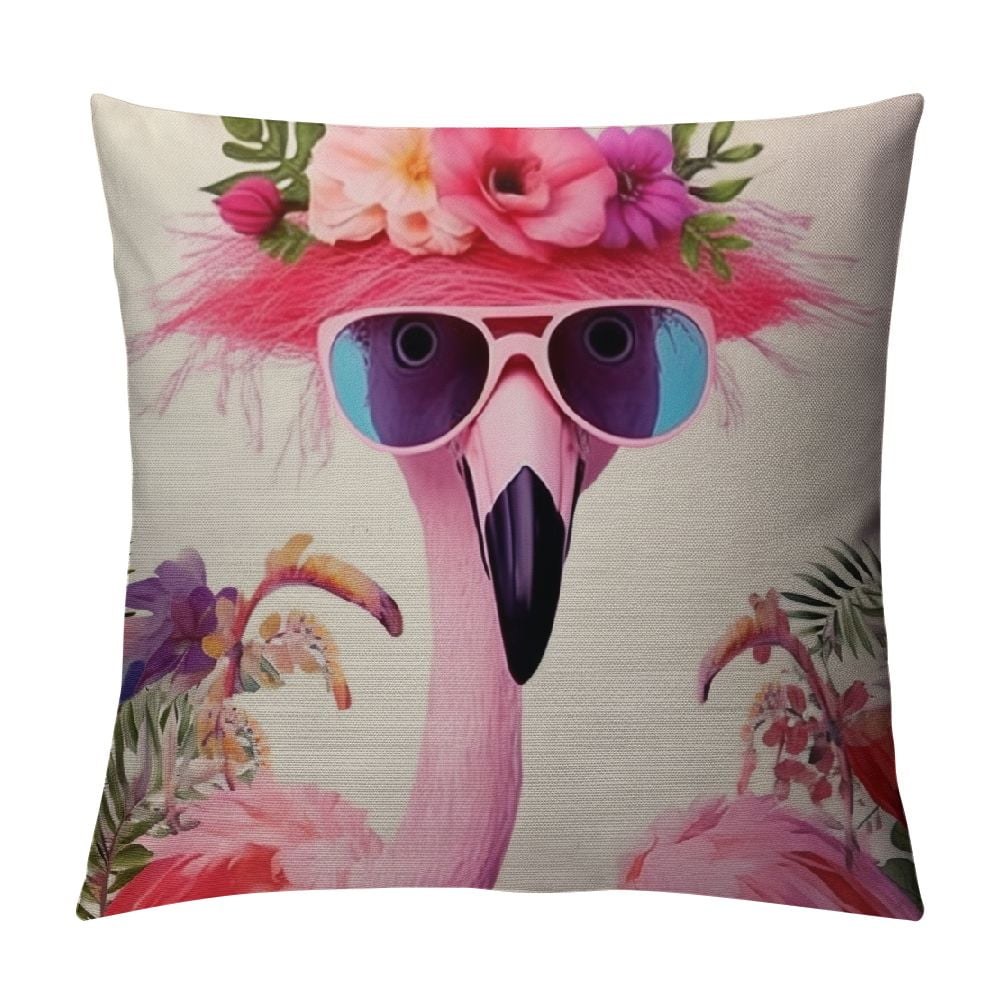 HENGT Hello Summer Flamingo Decorative Throw Pillow Case Watercolor ...