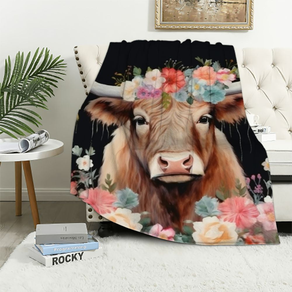 HENGT Highland Cow Blanket Cute Cow Plush Throw Blanket Super Soft Cozy ...