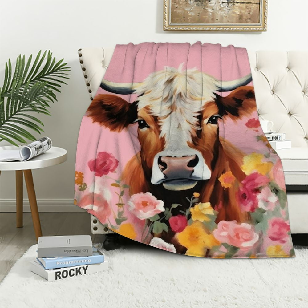 HENGT Highland Cow Blanket Longhorn Cow Throw Blanket Ultra Soft Cozy ...