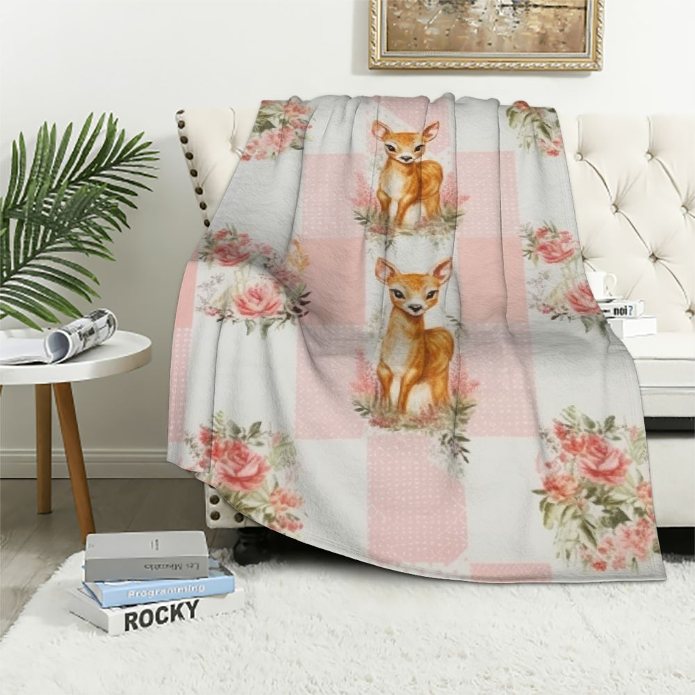 HENGT Highland Cow Pink Floral Flannel Lightweight Blankets Quilt Plush ...
