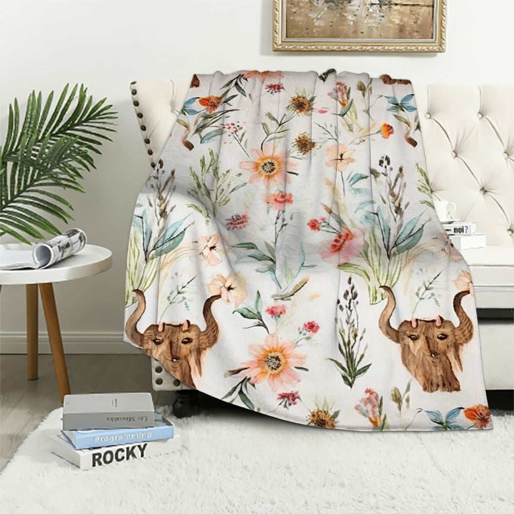 ARISTURING Highland Cow Print Blanket and Throws Cute Farm Animal Cow ...