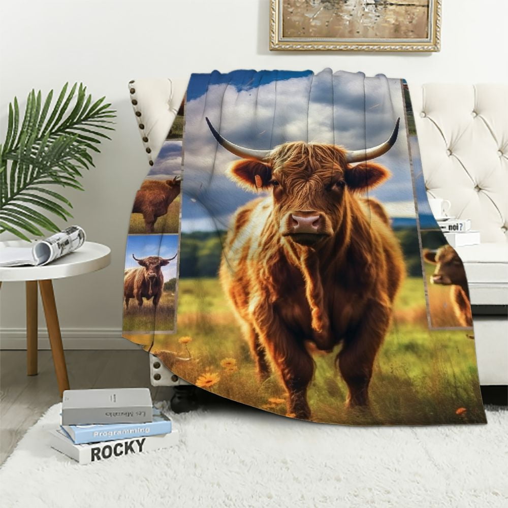 HENGT Highland Cow Throw Blanket Highland Cow Animal Plush Blanket ...
