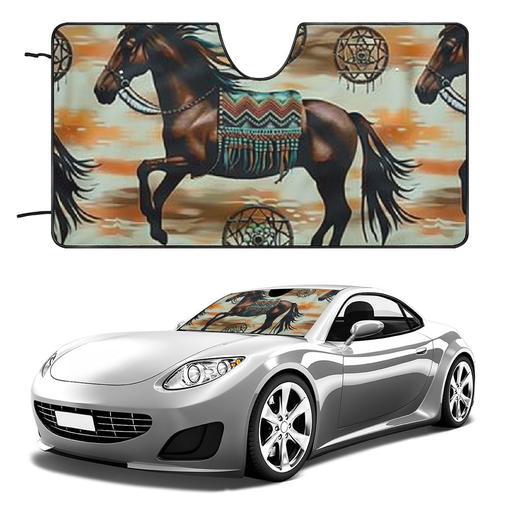 ARISTURING Horse Native American Symbols Dream Catcher Windshield Sun ...