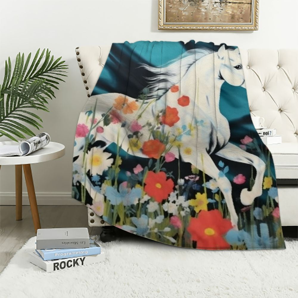 HENGT Horses Soft Throw Blanket All Season Microplush Thick Warm ...