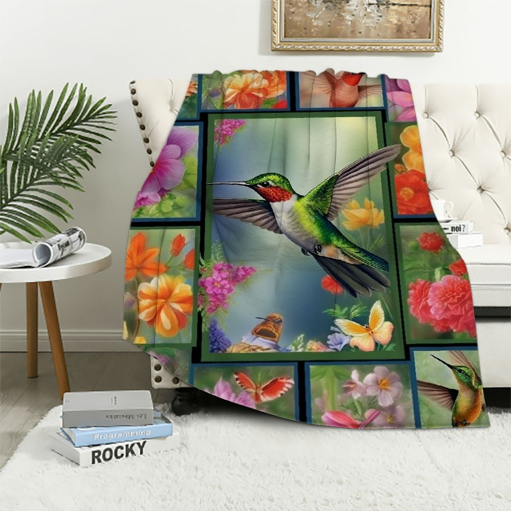 ARISTURING Hummingbird Blankets and Throws Fuzzy Soft Warm Flower ...