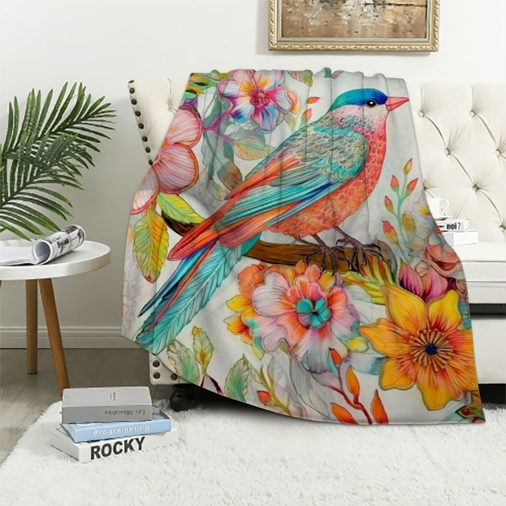 ARISTURING Hummingbird Floral Blanket Spring Flowers Gifts for Wife ...