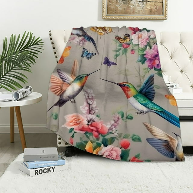 ARISTURING Hummingbird Throw Blanket Butterfly Hummingbirds Theme ...
