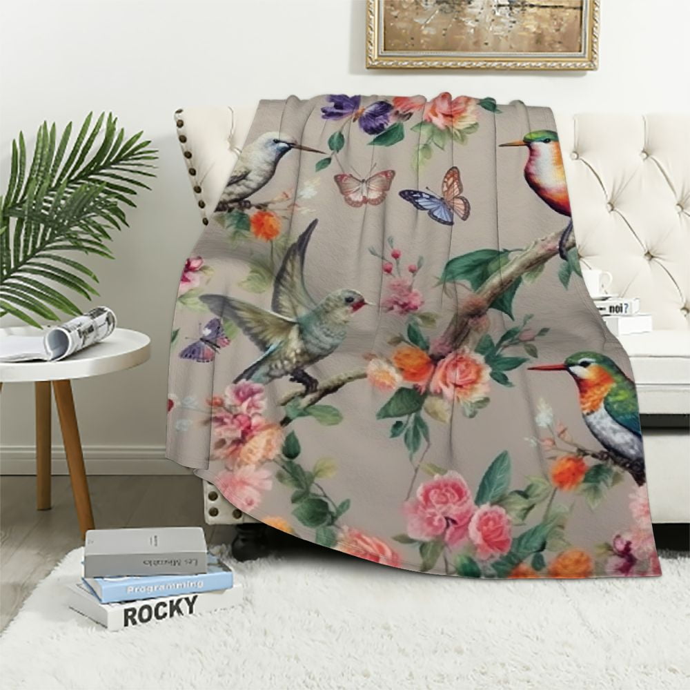 ARISTURING Hummingbird Throw Blanket Butterfly Hummingbirds Theme ...