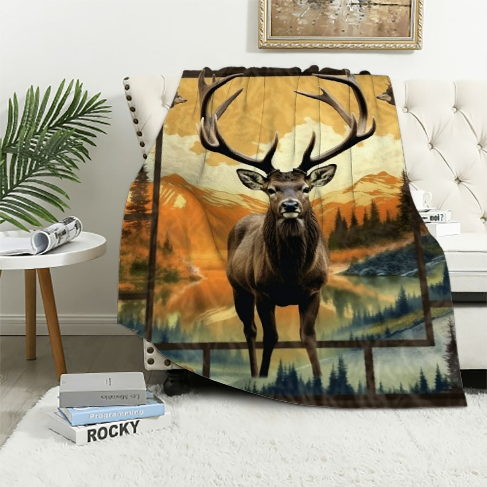 ARISTURING Hunting Gifts Blanket, Deer Hunter Gifts for Men, Cozy Fuzzy ...