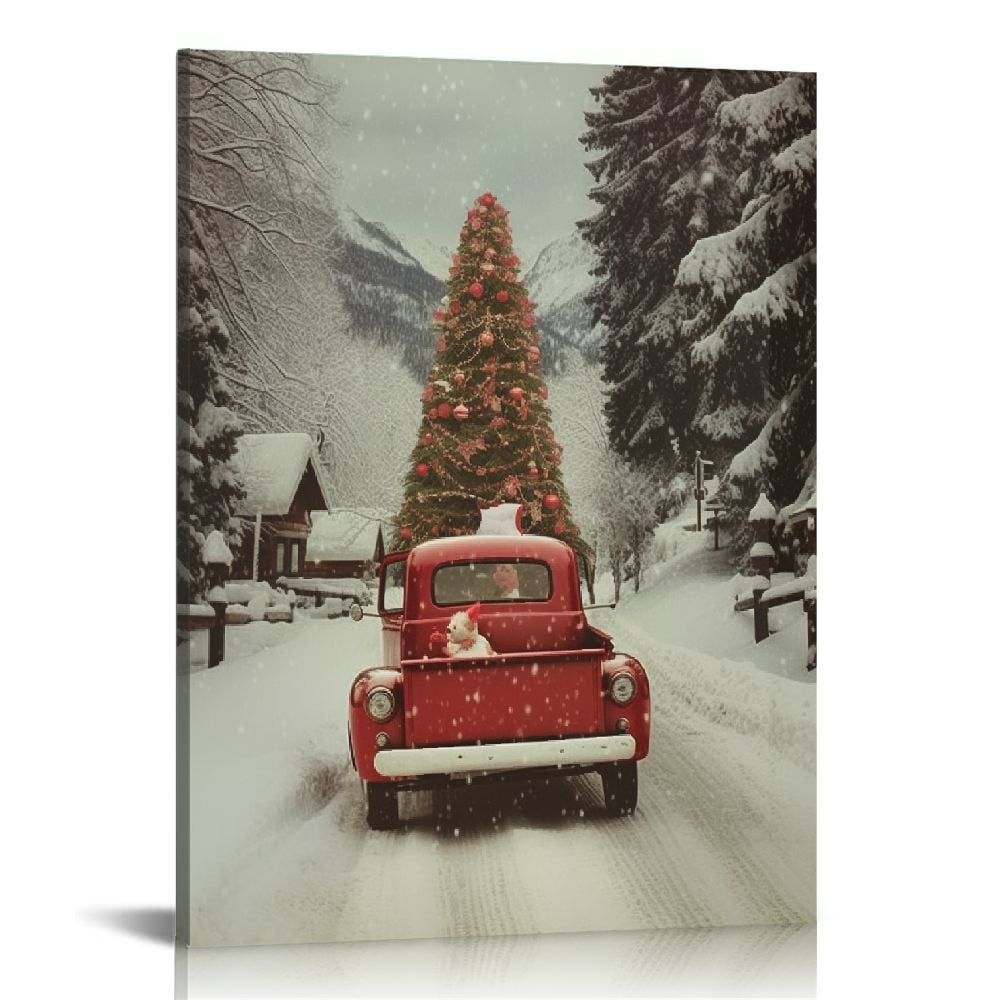 ARISTURING IN Red Pick-Up Truck Canvas Print - Illuminated Picture with ...