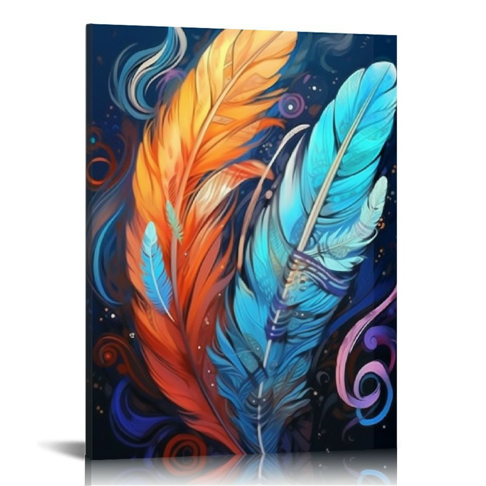 ARISTURING Indian Feather Canvas Wall Art Modern Native American Indian ...