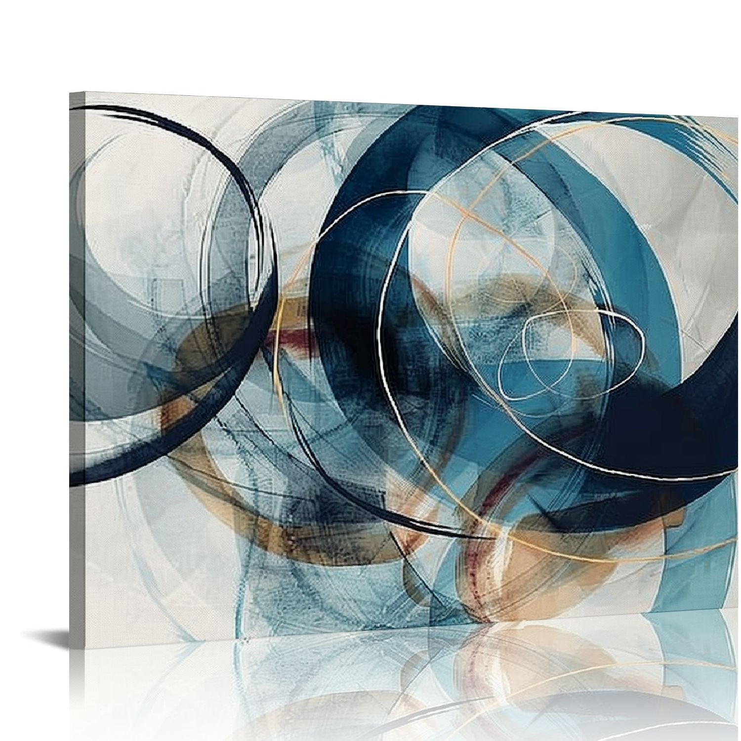 ARISTURING Indigo Blue and Gold Wall Art for Living Room Abstract ...
