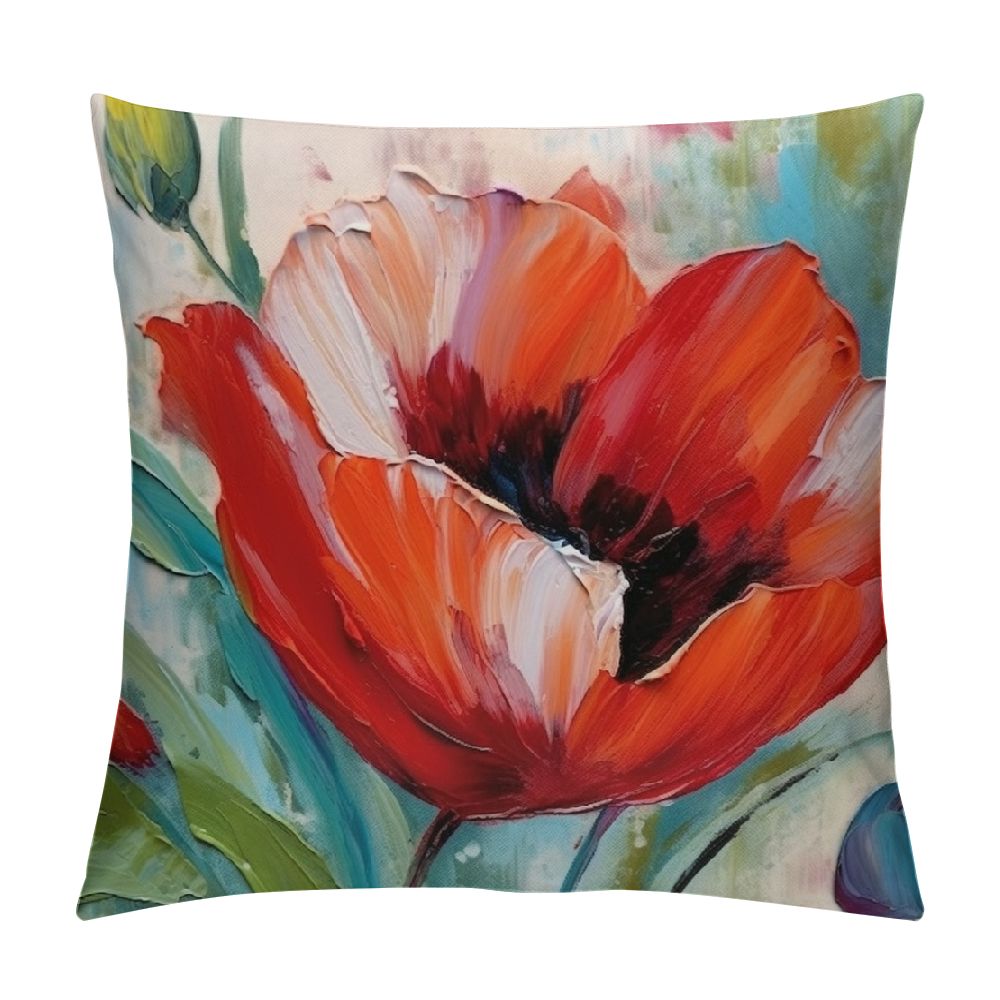 ARISTURING Ink Oil Painting Watercolor Red Orange Poppy Flower Gift for ...