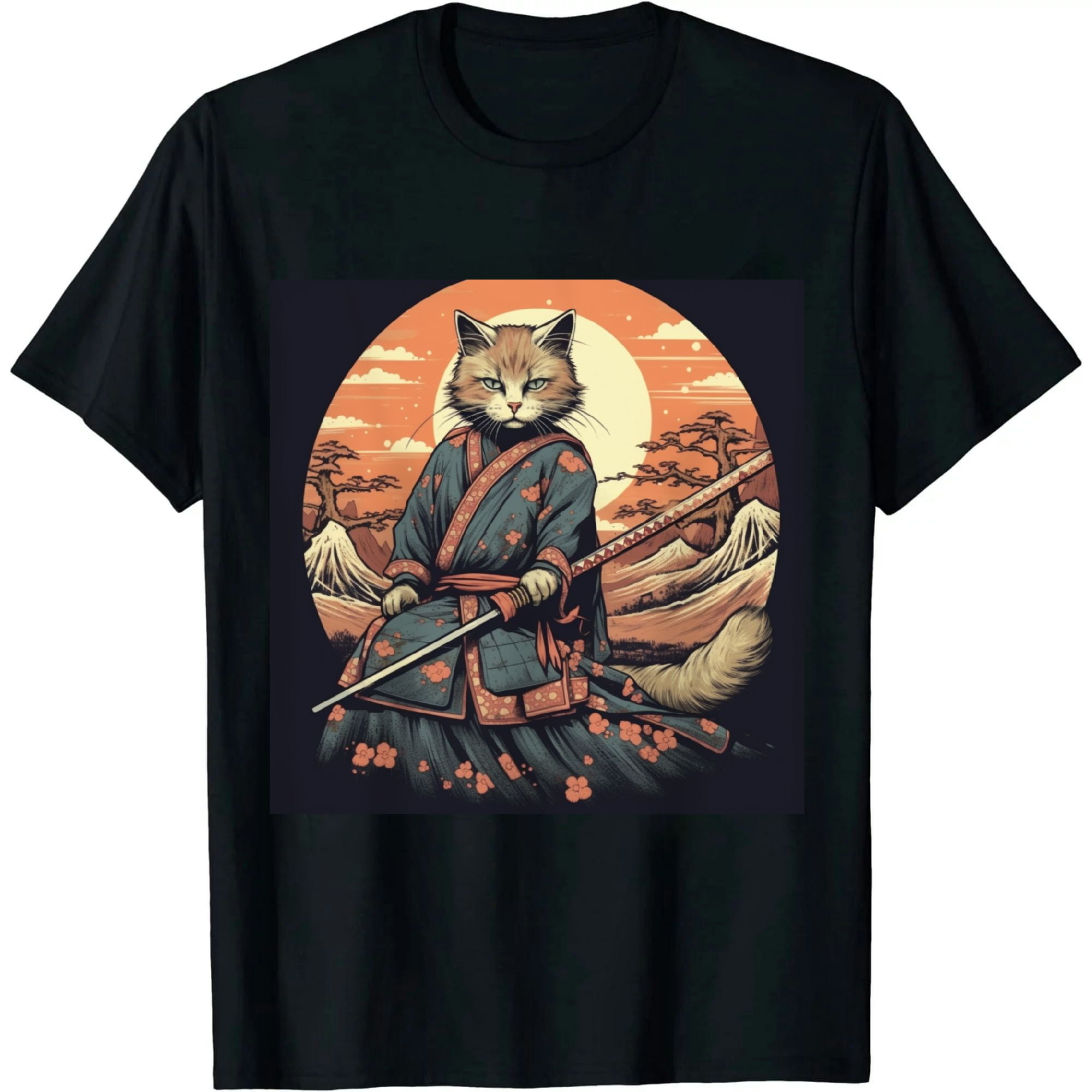 ARISTURING Japanese Art Cat Ninja Ukiyo-e Anime Style Samurai Cat T ...
