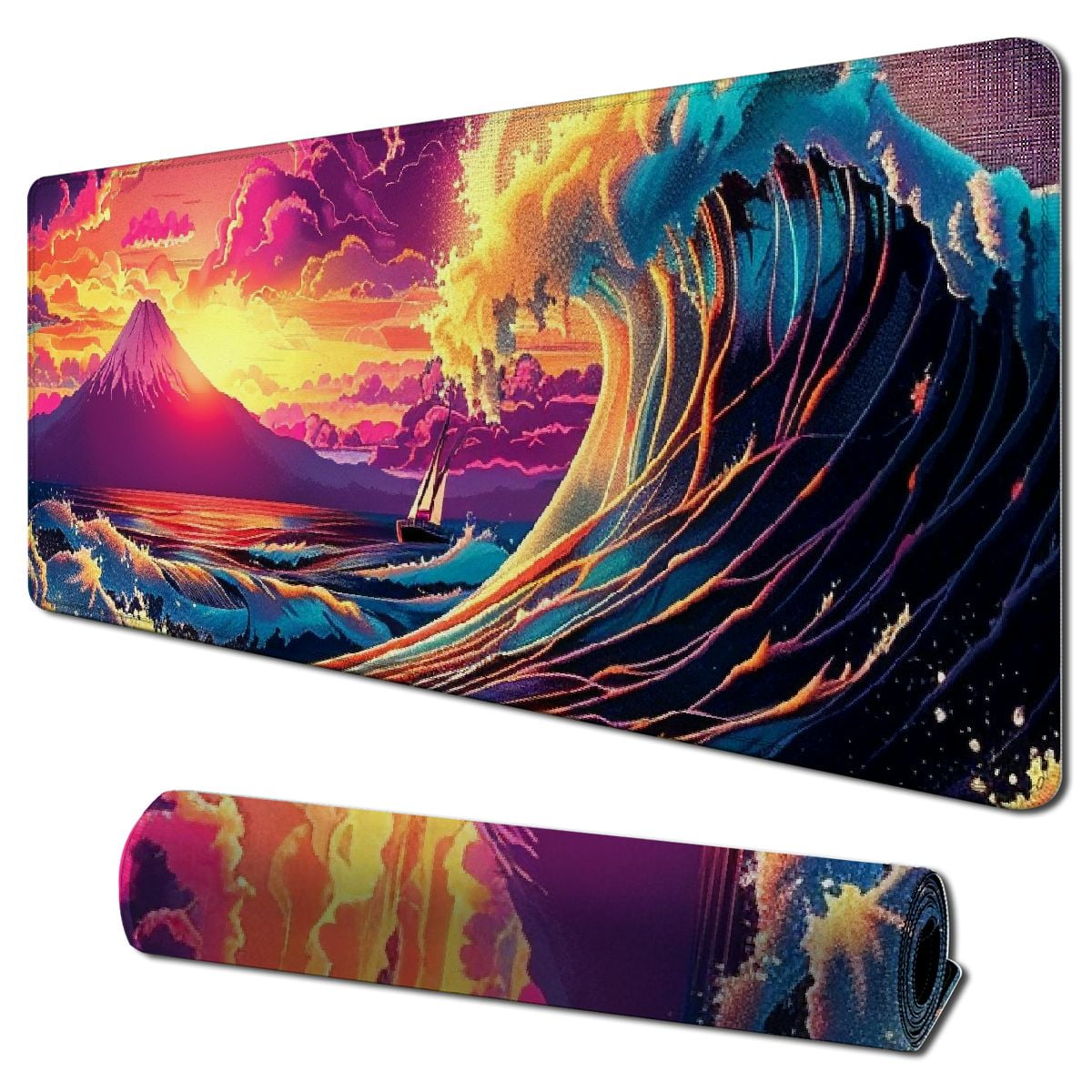 ARISTURING Japanese Sea Wave Mouse Pad, Blacklight Kanagawa Gaming ...