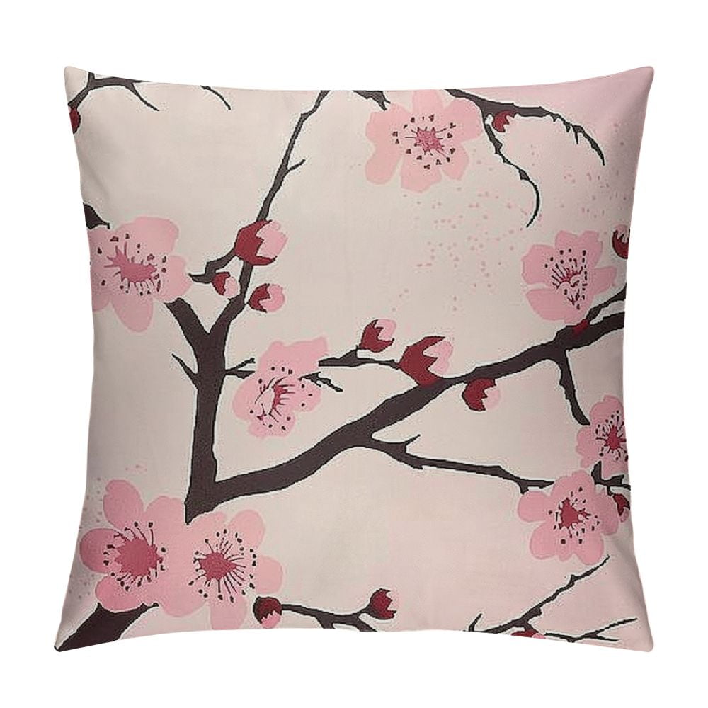 HENGT Japanese Style Throw Pillow Covers Soft Cherry Blossoms Pillow ...