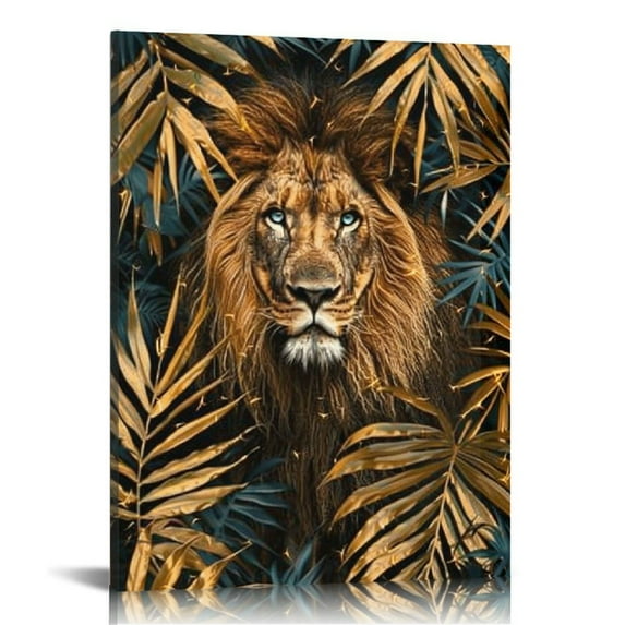 ARISTURING Jungle Animal Canvas Wall Art Tiger Lion Leopard with Gold ...