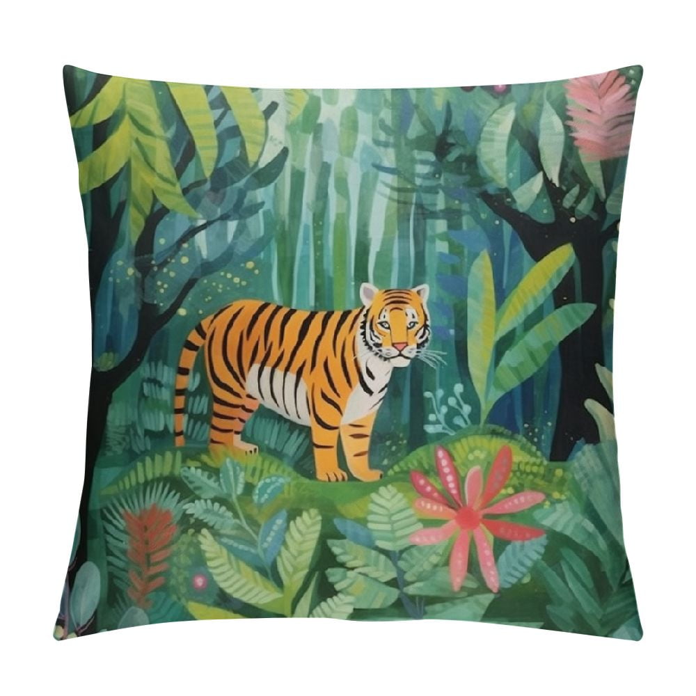 HENGT Jungle Tiger Throw Pillow Covers Pillowcase Square Decorative ...
