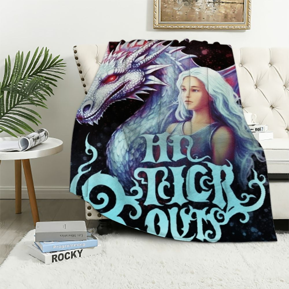 HENGT Just A Girl Who Loves Dragon Throw Blanket Soft Flannel Blankets for Bed Couch Plush Cozy ...
