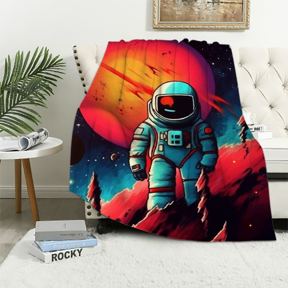 ARISTURING Kids Blanket, Astronaut Spaceship Galaxy Throw Blanket, Cute ...