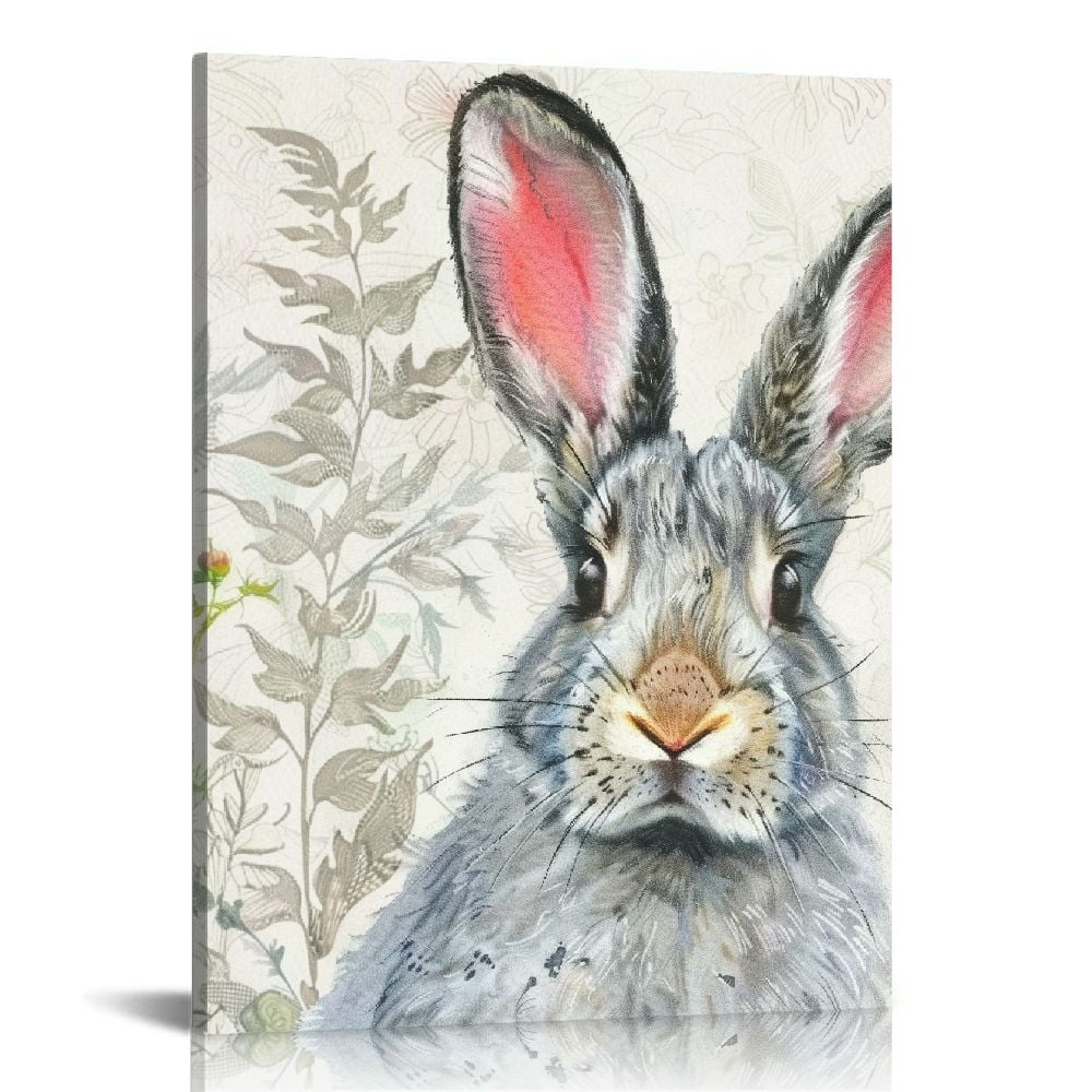 ARISTURING Kids Room Decor Easter Bunny Wall Art Blue Gray Cute Rabbit ...