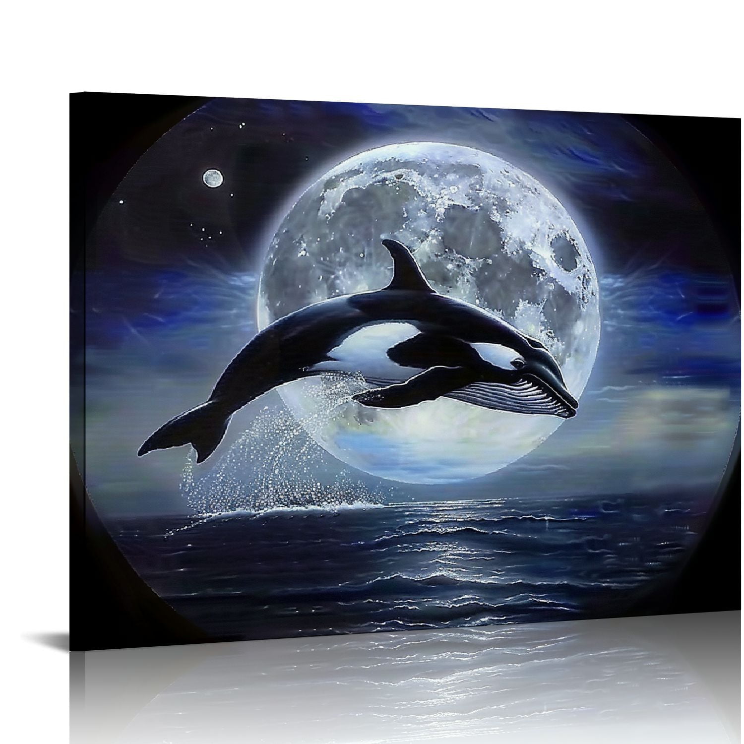 ARISTURING Killer whale orca moon painting blue ocean theme pair ...