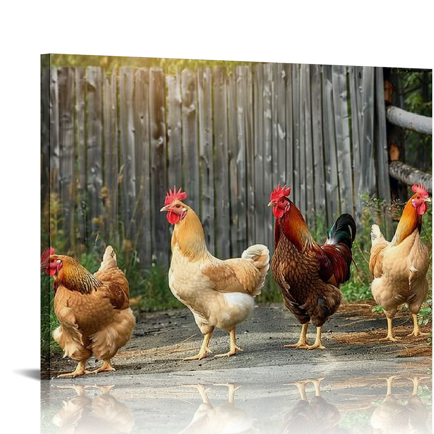 ARISTURING Kitchen Chicken Pictures Wall Art - Farm Rooster Painting on ...