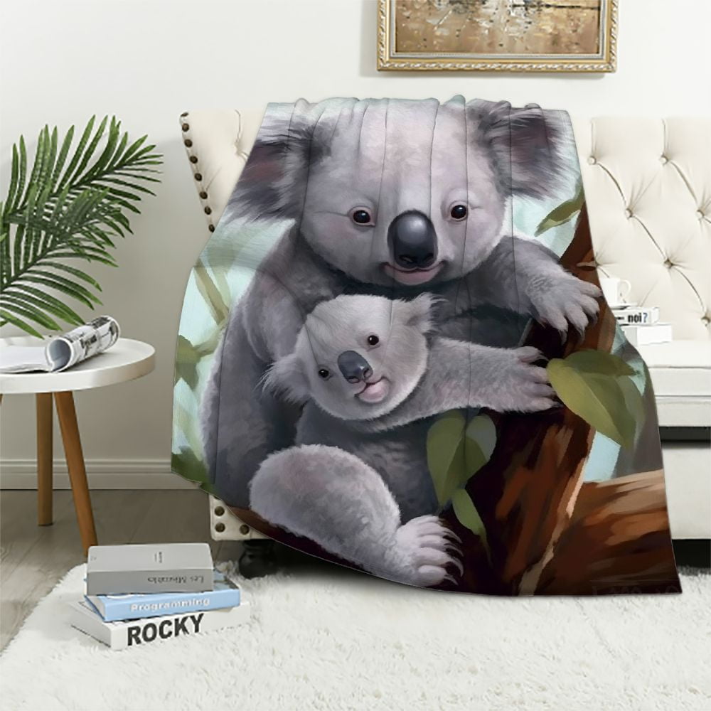 ARISTURING Koala Blanket Animal Pattern Digital Print Fleece Throw Baby ...