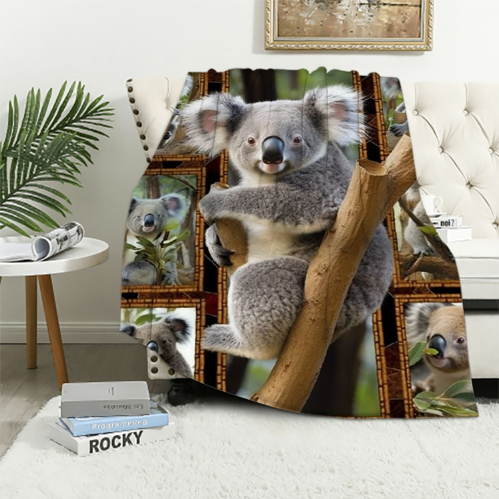 ARISTURING Koala Blanket - Soft Comfy Flannel Plush Sofa Bed Couch ...