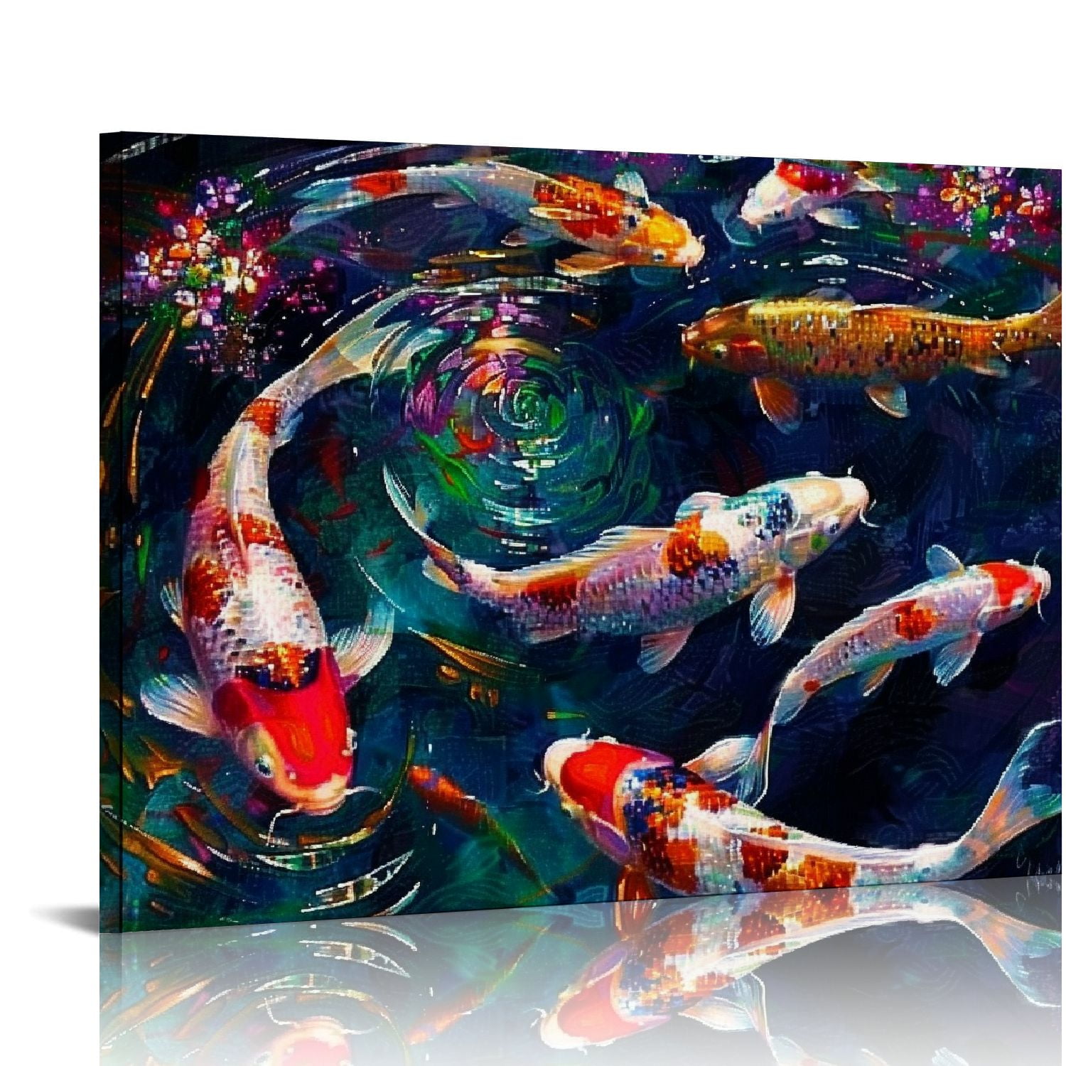 ARISTURING Koi Fish Canvas Wall Art 9 Lucky Koi Fish Painting Pictures ...